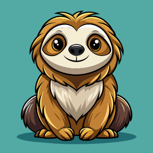 A hand drawing, realistic full body"sloth cartoon" in isolated ...