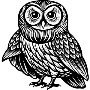 Barred Owl Cartoon Vector Illustration - Recraft