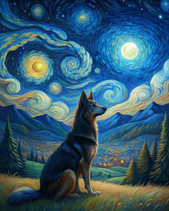 A mesmerizing nocturnal vista inspired by Van Gogh's iconic "Starry ...