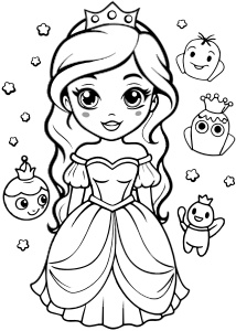 A Disney princess Full body view, bright eyes, and some cute items on ...