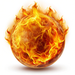 Glowing color fire ball on white background - Recraft