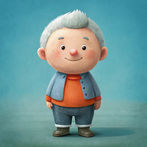 Simple illustration style, cute uncle, full size - Recraft