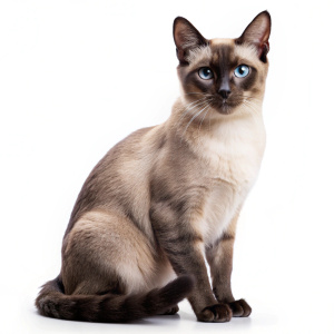 beautiful Siamese cat full body side stand view isolated on white - Recraft