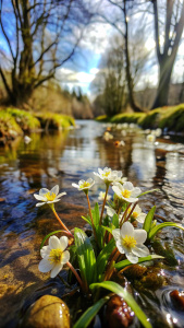 spring flowers in the river - Recraft
