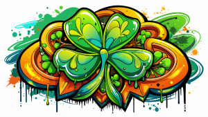 four-leaf-clover . graffiti street art, white background. - Recraft
