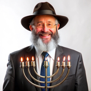 Hanukkah jewish rabbi white background - Recraft