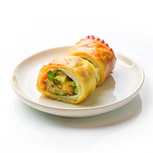 chicken puff roll served in plate on white background - Recraft