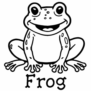 cartoon frog ,text: " frog ", simple background,Coloring Book,(blank ...