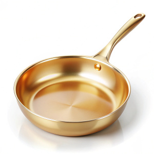 Shiny Gold Frying Pan on white background - Recraft