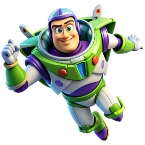 Buzz lightyear flying, cartoon, high quality, transparent background ...