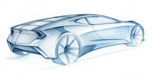 futuristic type concept ultra modern sport car sketch, new unseen ...
