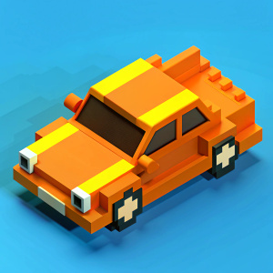 Draw a bright orange racing porsche top view 3d 3\4 in voxel art 3D ...
