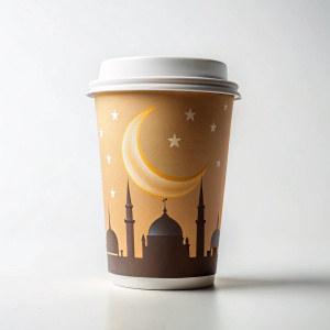Ramadan Coffee Cup Left Side on white background - Recraft