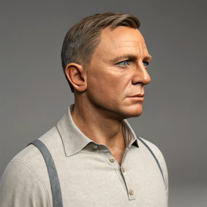3D model of Daniel Craig, standing in studio. Digital art with high ...