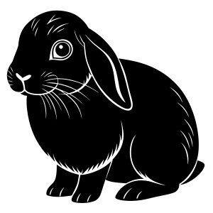 simple black Holland Lop rabbit silhouette vector illustration - Recraft