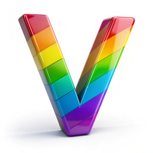 Colored V in Stylish writing with white background - Recraft