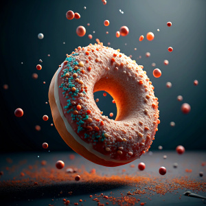 Delicious [doughnut], floating in the air, cinematic, food professional ...