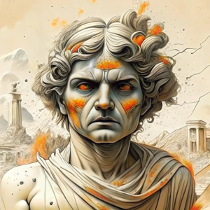 Pompeii, cartoon, grotesque, pencil drawing, strokes, curves, scratches ...