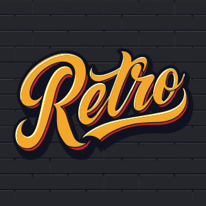 "RETRO" written on the Chalkboard with lettering on brick wall vintage ...