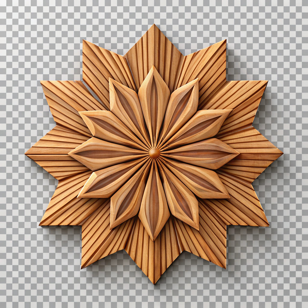 Wooden wall decoration isolated on transparent background - Recraft