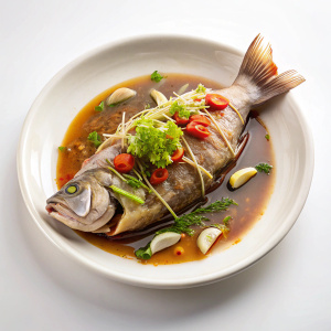 steamed dragon tiger grouper fish with preserved turnip served in a ...
