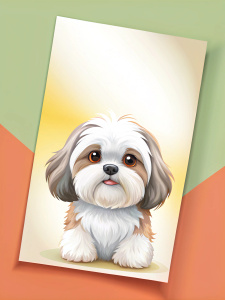 Memo White Paper with VERY THIN (close to the paper edge) Shih Tzu dog ...