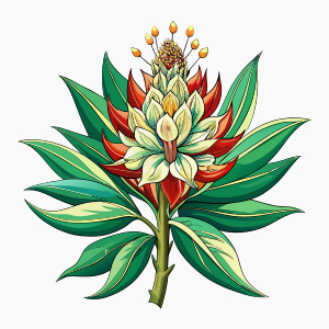 chagualillo Puya venusta flower, white background - Recraft