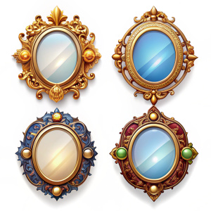 set of magic game mirrors on white background - Recraft