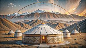 line art, flat design, yurt, - Recraft