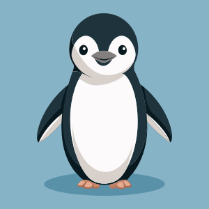 Cute hand drawn Chinstrap Penguin is poised in its own habitat Cartoon ...
