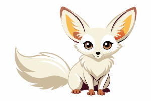 Vector, Cute Fennec foxes, Front View, Abstract, Doddle. on a white ...