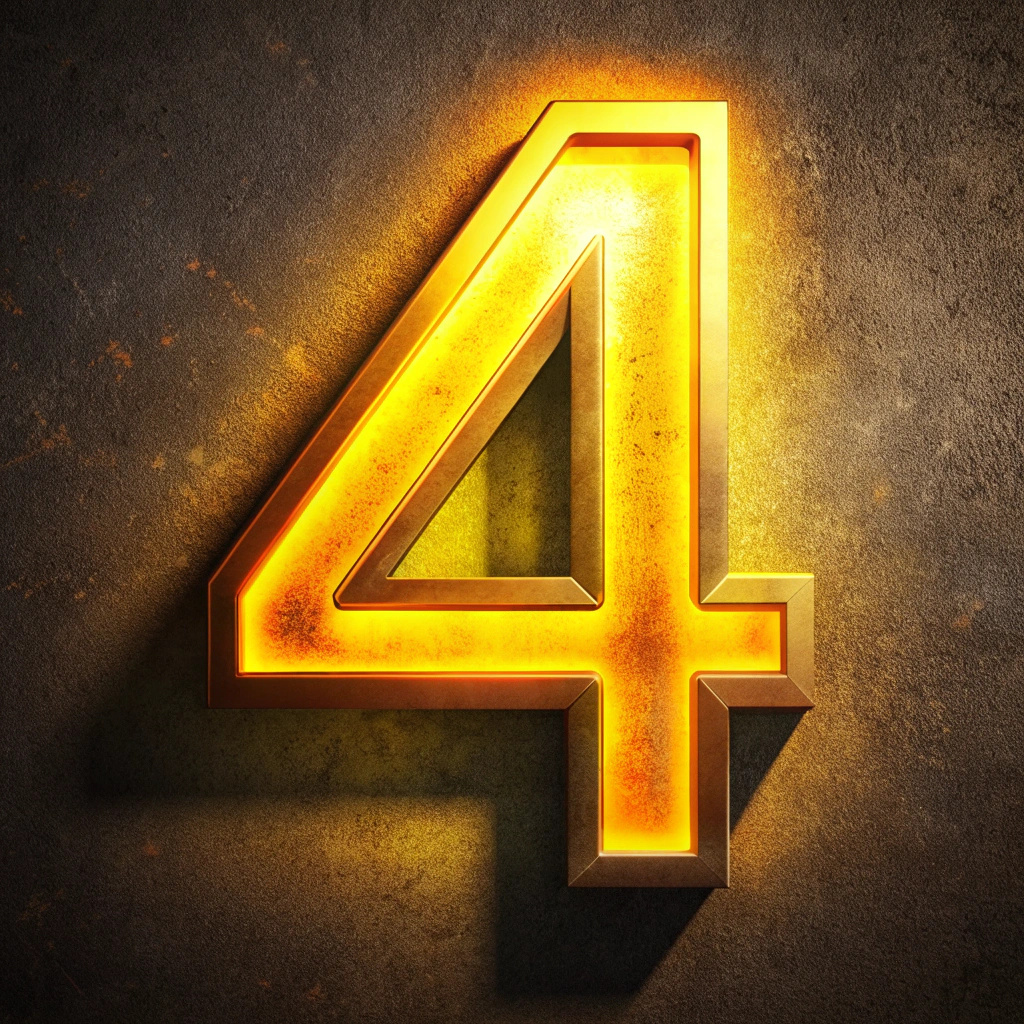 letter 4 with yellow light - Recraft