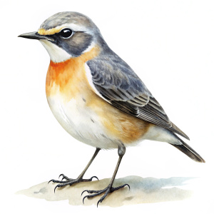 Watercolor Wheatear full body white isolated - Recraft