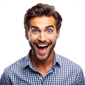 exciting man potraiton white background - Recraft