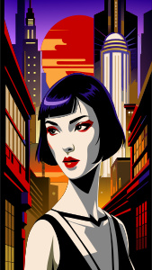 1920s Japanese Flapper bombshell, with brown eyes and bobbed black hair ...