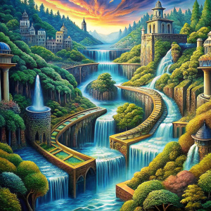 the infinite waterfall by M C Escher - Recraft