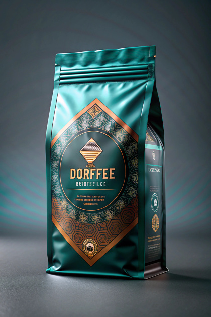 Package of roasted turkish coffee in the style of oriental with the ...