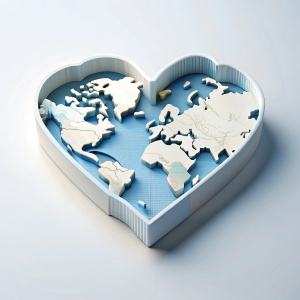 3D Printed Love Map on white background - Recraft