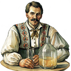 Ukrainian man in national clothes, white shirt with red embroidery, no ...