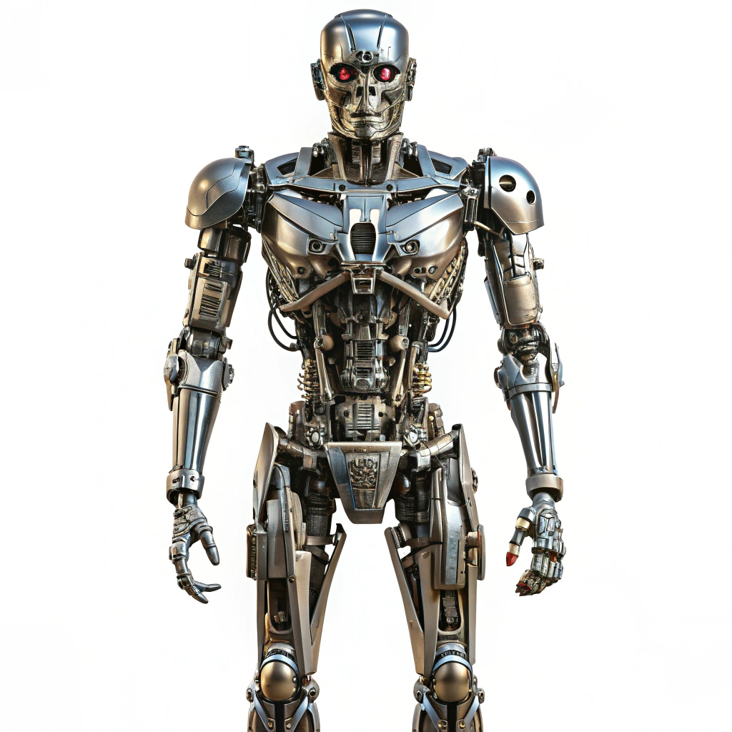 full body view of a Robot Terminator isolated on white background - Recraft