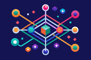 Abstract data flow icon vector utilizing intersecting lines, gradients, and dots. - Recraft