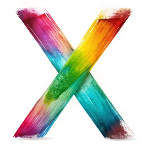 Colored X in Stylish writing with white background - Recraft