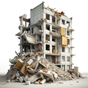 A striking image capturing the chaotic beauty of a modern demolished ...