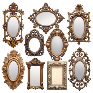 set of medieval mirror frames on white background - Recraft