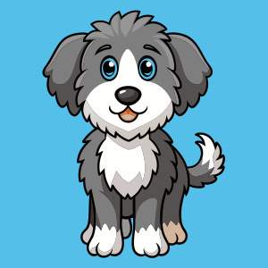 Cute Hand Drawn Animal Aussiedoodle Cartoon Vector Illustration - Recraft